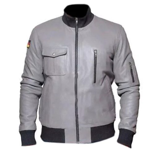German Flight Luftwaffe Grey Genuine Real Leather Jacket with German ...